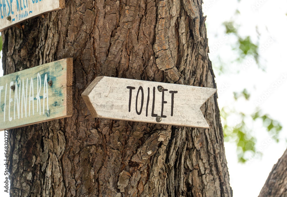 toilet sign. wooden sign hung over the entrance to toilet. Toilet ...