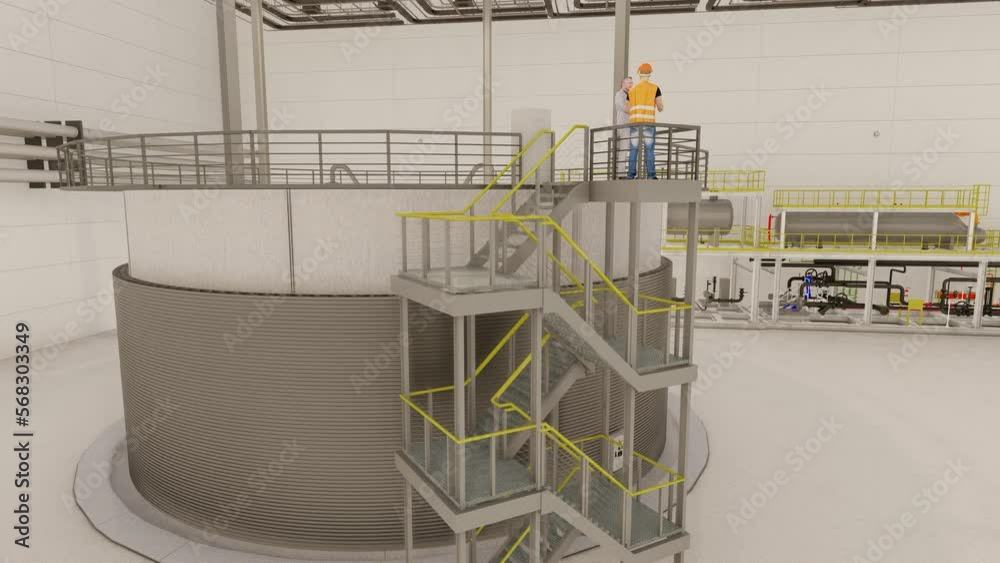 Nuclear Reactor Interior View at the power plant, 3D concept design and ...