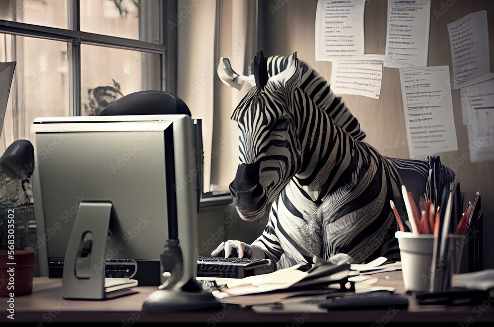 Zebra Wage Earner In An Office Setting Generative AI Stock Illustration ...