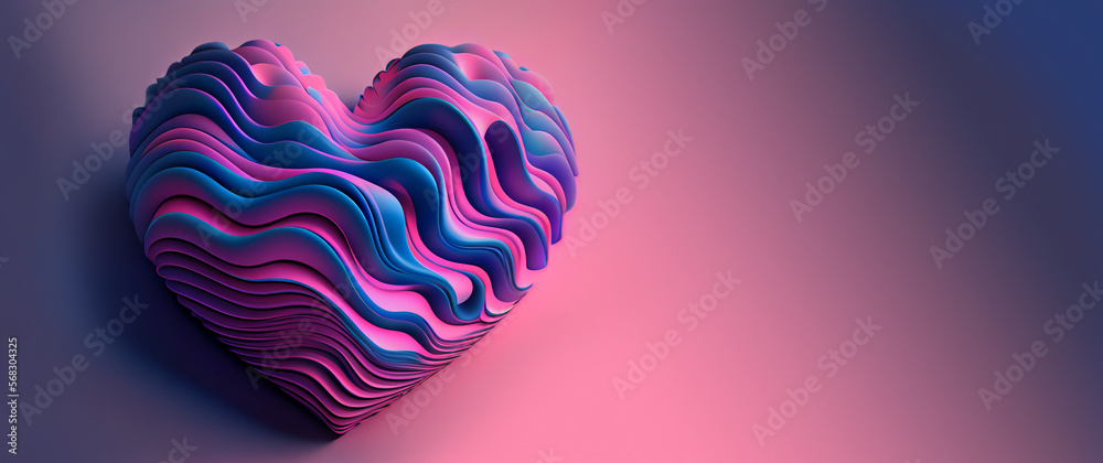3D Wavy Heart Stock Illustration | Adobe Stock