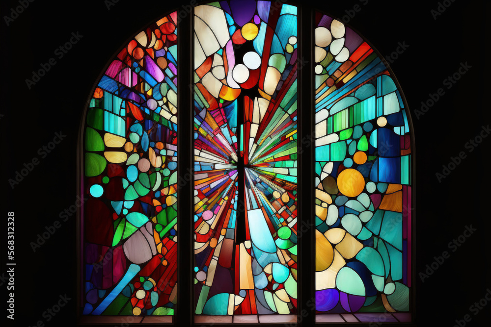 window with stained glass. Background made of abstract, multicolored ...