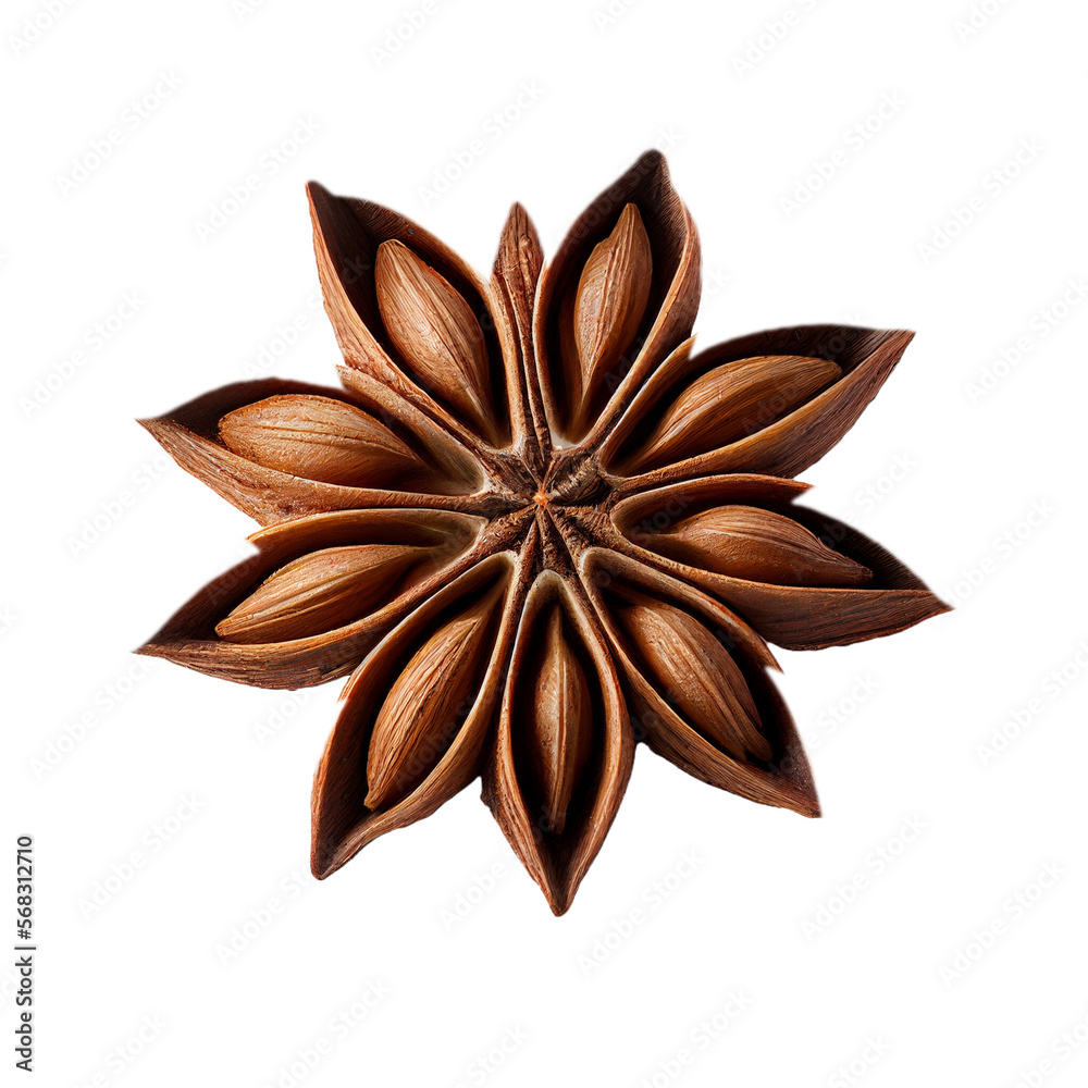 dry star anise (vegetable ingredient) isolated on transparent ...