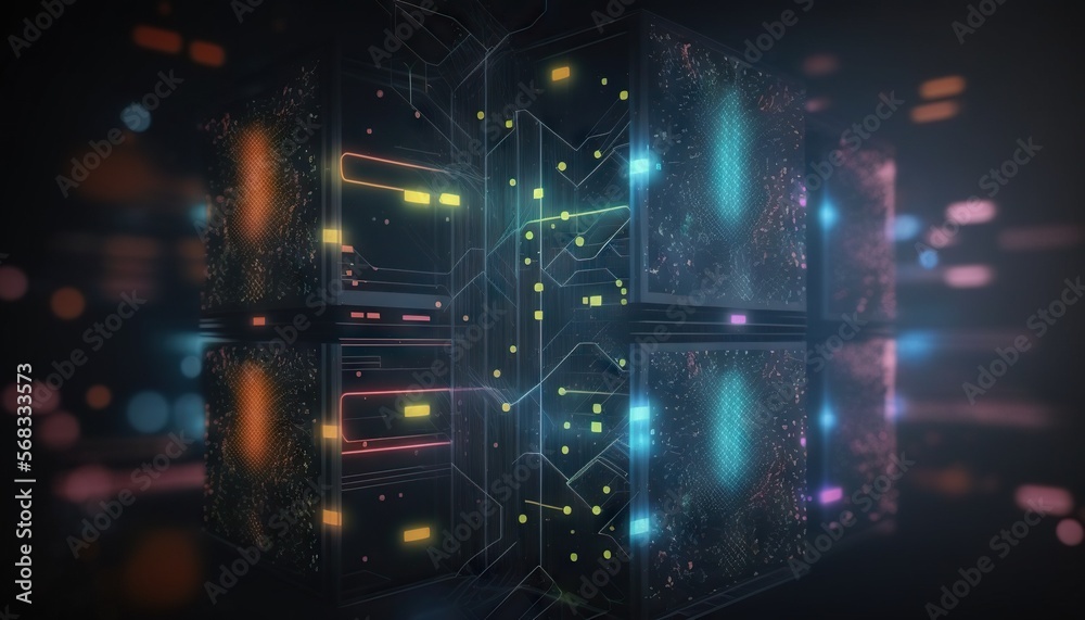 Abstract data center, Ai, machine learning, server, internet, speed ...