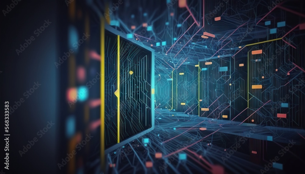 Abstract data center, Ai, machine learning, server, internet, speed ...