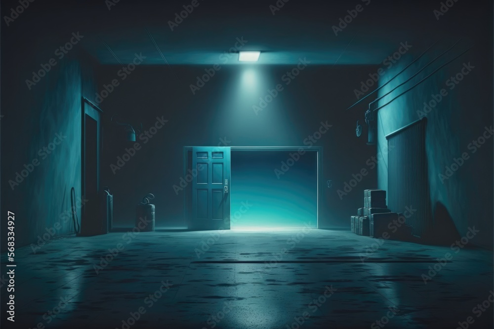 A dark empty location, dark blue background, an empty dark scene, neon ...