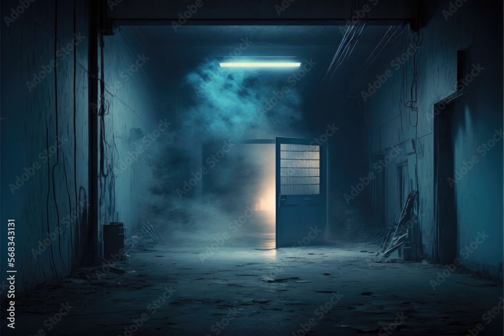 A dark empty location, dark blue background, an empty dark scene, neon ...