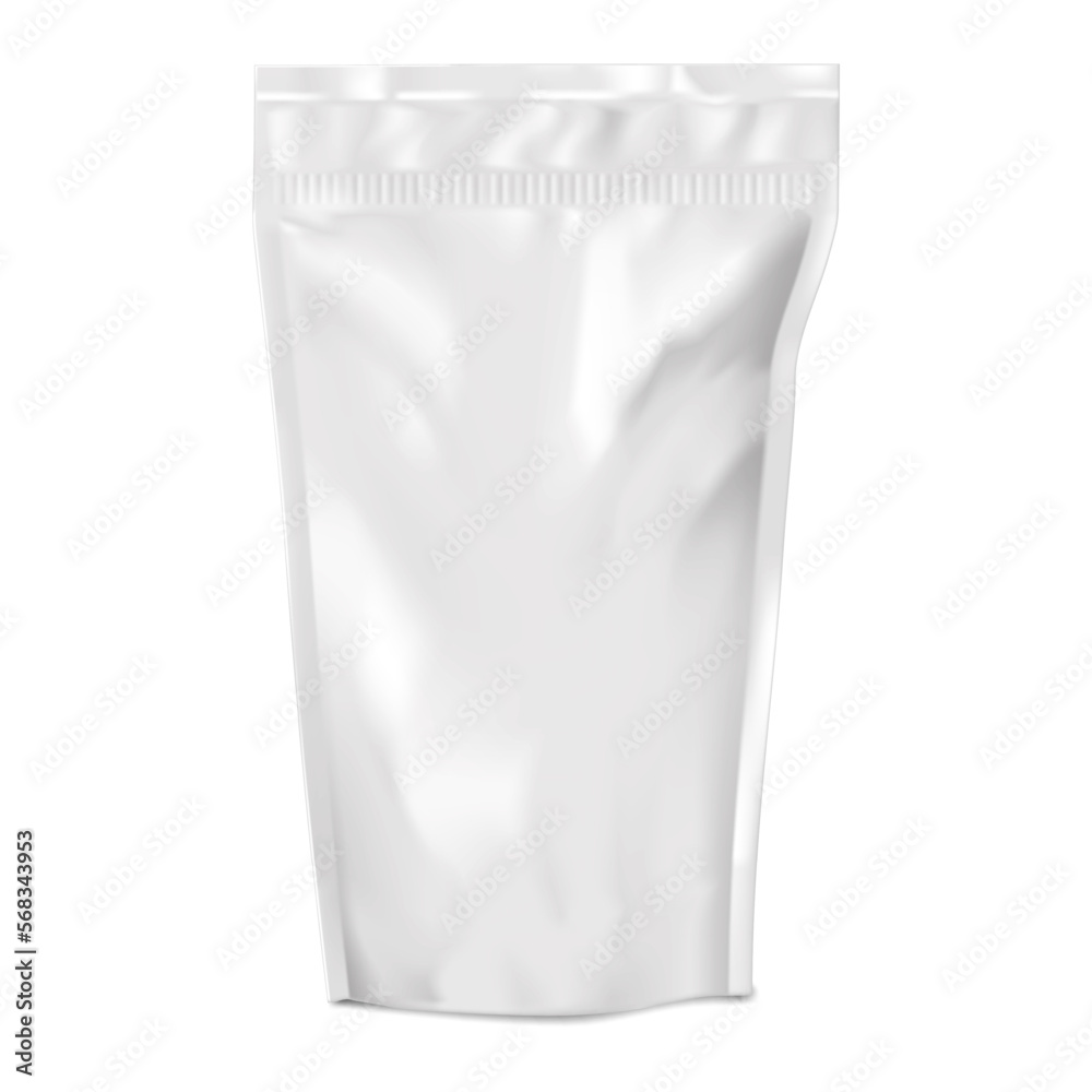 Blank retort stand-up pouch isolated on white background realistic ...