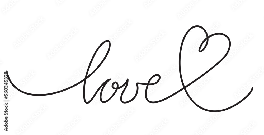 Love. Hand lettering inscription positive quote, calligraphy. Heart ...