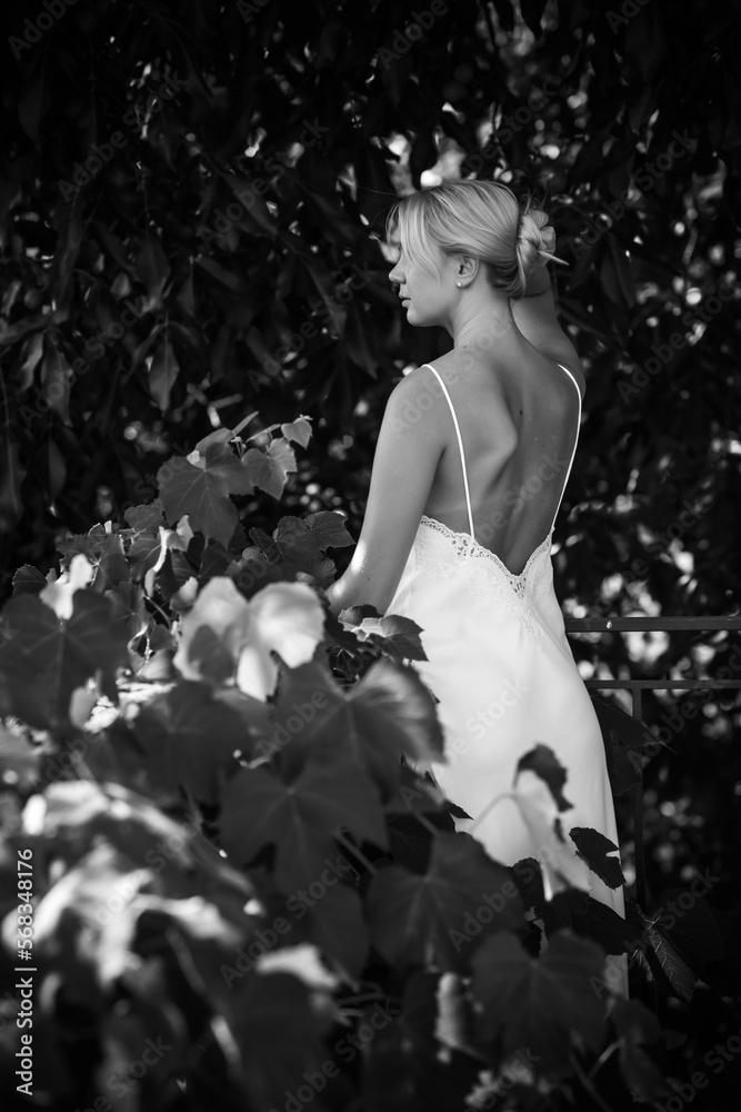 Tender illustration of feminine young lady. Romantic photo woman in ...