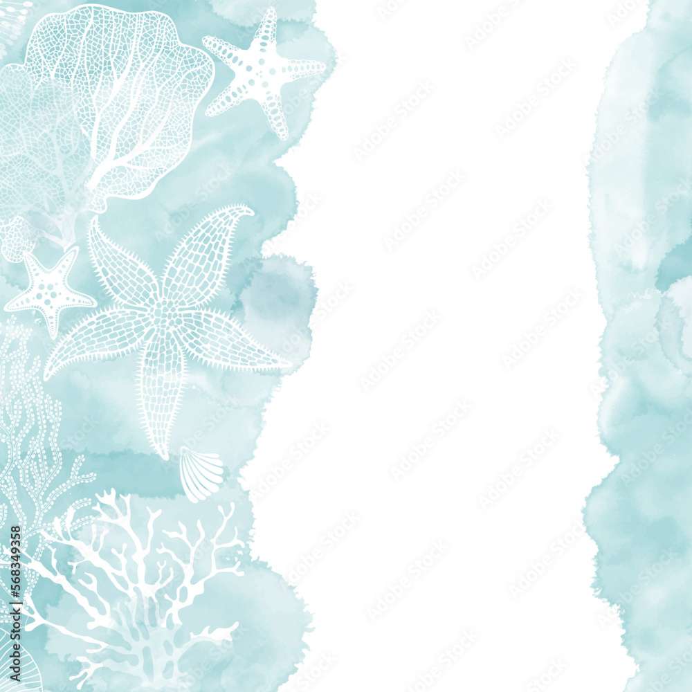 Art sea background. Vector. Luxury design with underwater plants ...