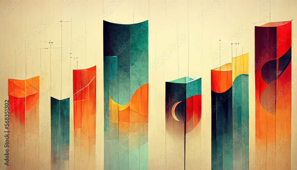 2d illustration futuristic business background graph concept ...