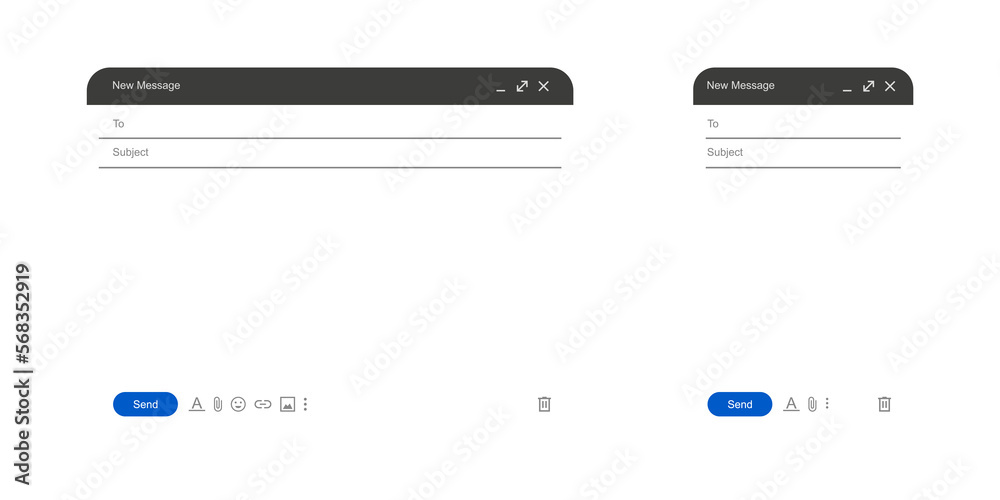 Compose email window template transparent background. Email blank ui ...