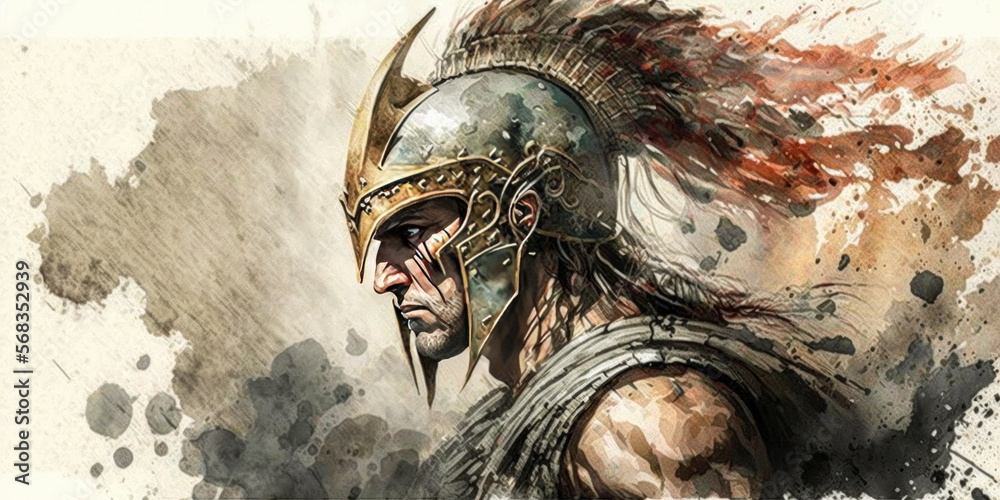 Artwork of Achilles a legendary Greek Warrior in the Iliad ...