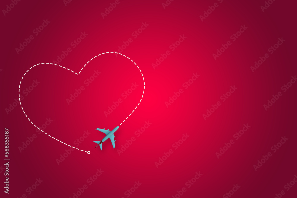 Valentines week special illustration idea. Airplane make heart shape ...