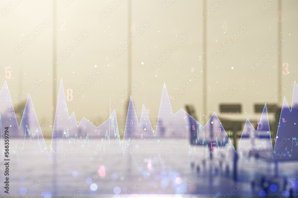Multi exposure of creative statistics data hologram on a modern meeting ...