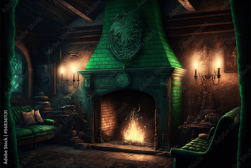 magic fireplace, created by a neural network, Generative AI technology ...