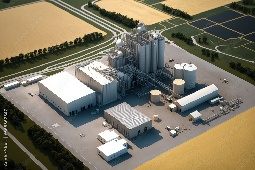 Aerial image of agro processing manufacturing facility for processing ...