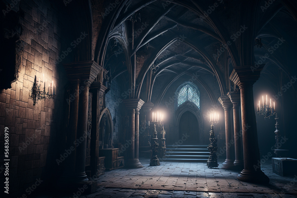 damp gothic dungeon, created by a neural network, Generative AI ...
