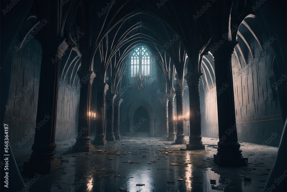damp gothic dungeon, created by a neural network, Generative AI ...