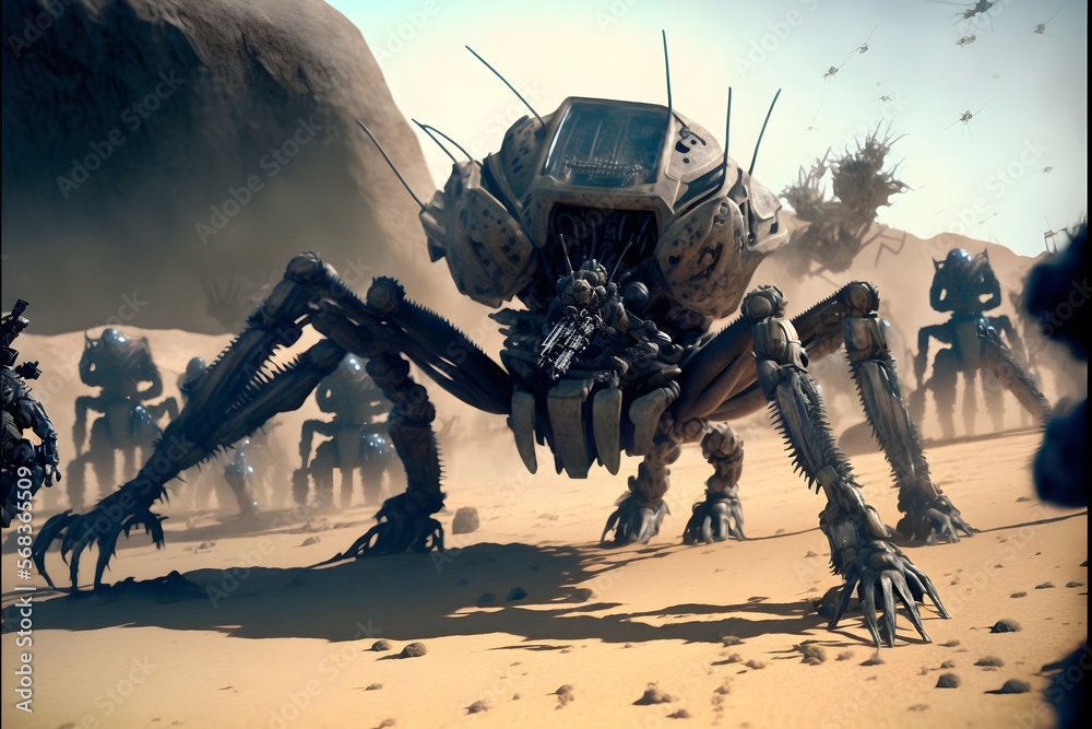 Plakat scene of mobile infantry attacking bugs in Starship Troopers ...