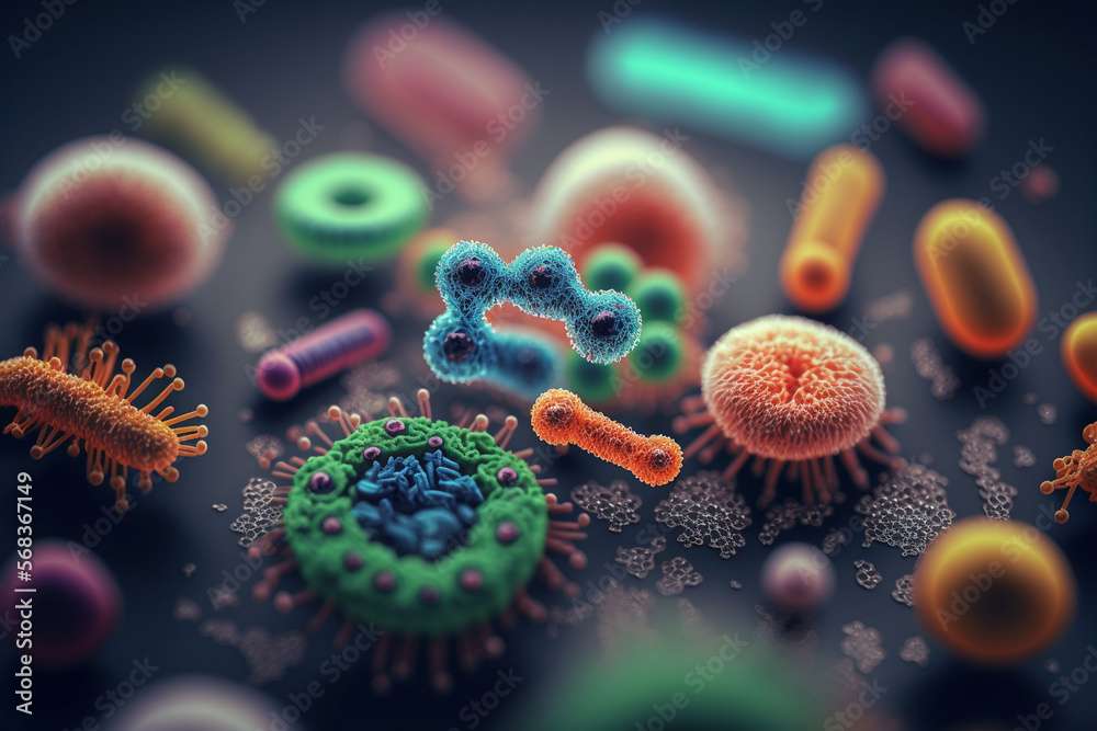 pathogenic bacteria and microbes, created by a neural network ...