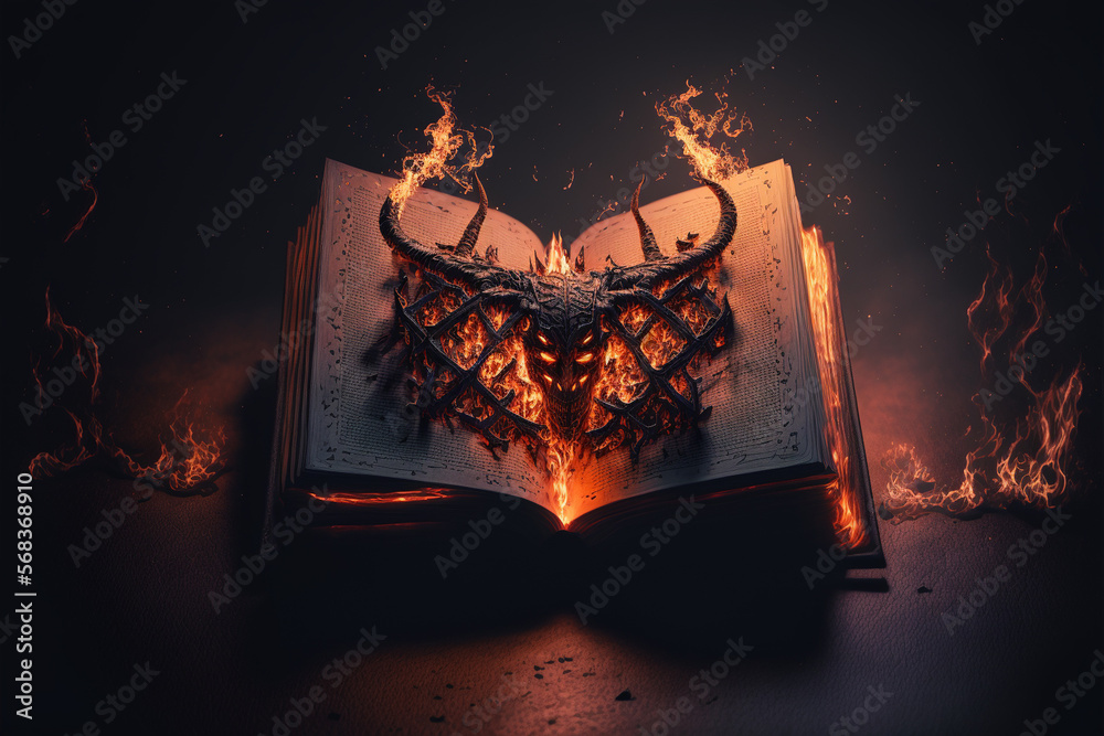 the satanic book, created by a neural network, Generative AI technology ...