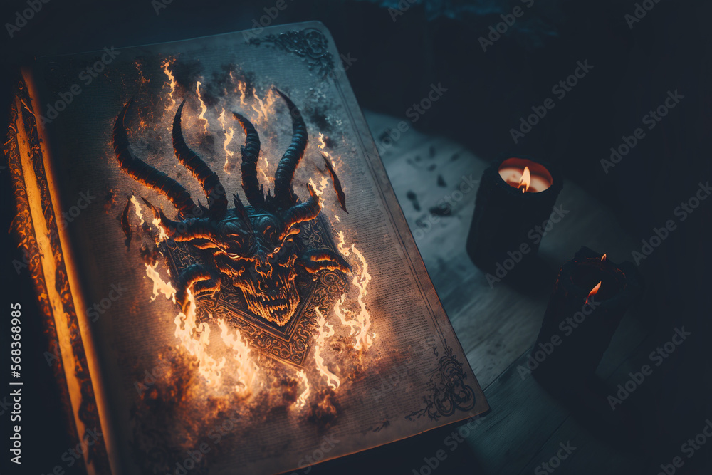 the satanic book, created by a neural network, Generative AI technology ...
