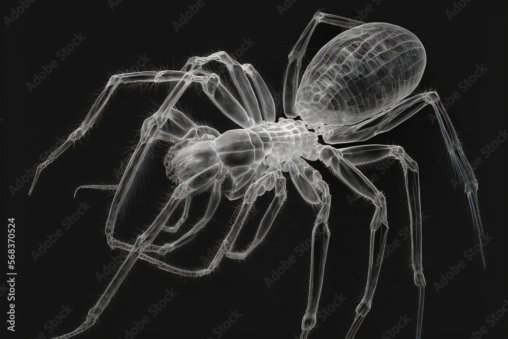 Spider x-ray style. X-ray of Raw whole spider. Creative Art abstract ...