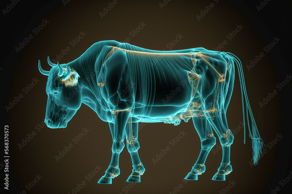 Bull x-ray style. X-ray of Raw whole cow. Creative Art abstract ...