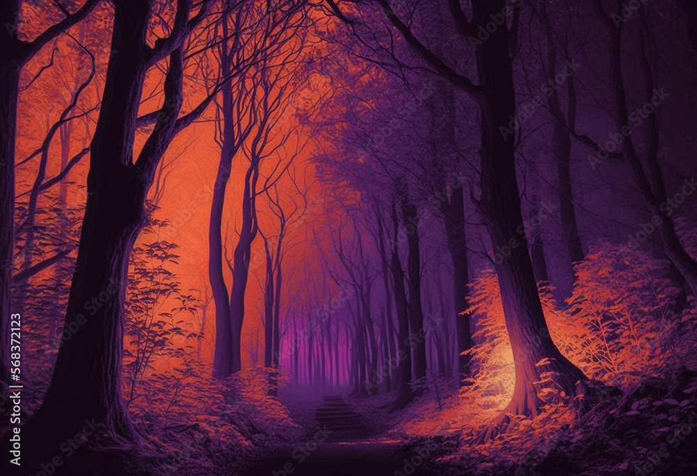An AI-Generated Render of a Dark and Eerie Purple Forest: A Chilling ...