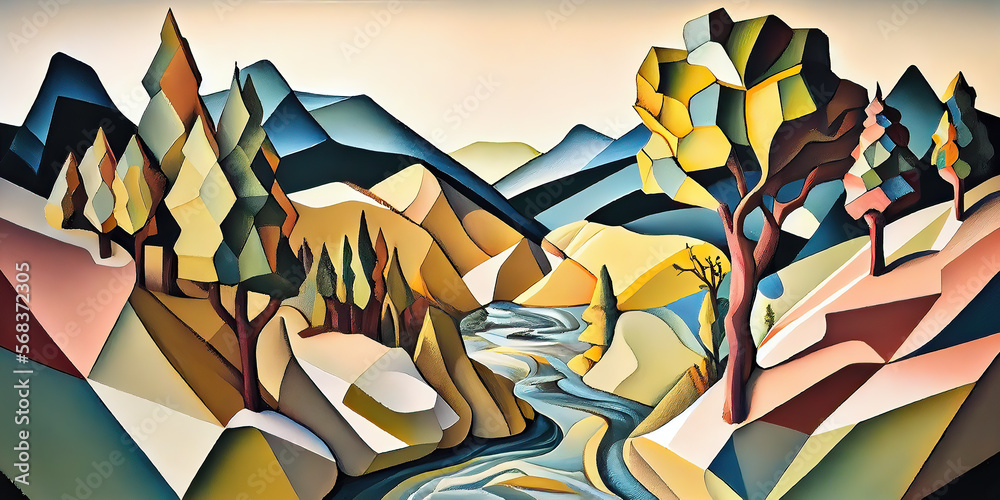 Seasons in the Mountains: A Surrealist, Cubist, Impressionist Landscape ...