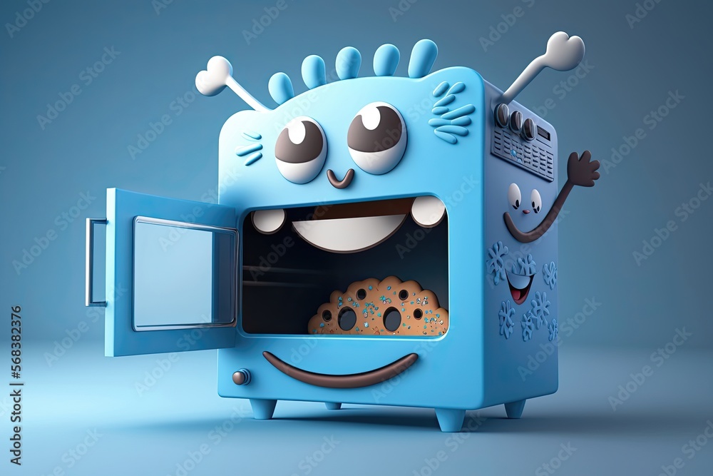 Cute 3D cartoon of oven character. Generative AI Stock Illustration ...