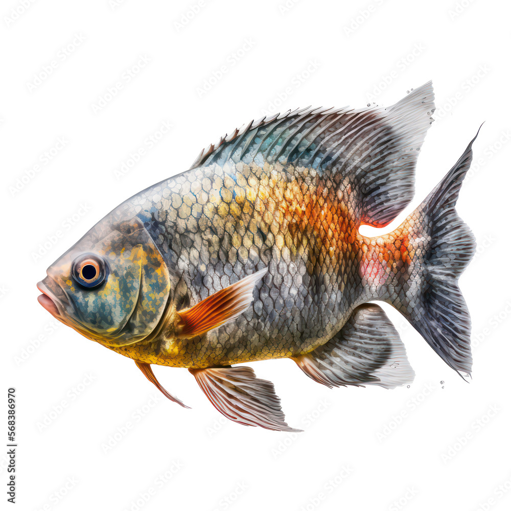 Fish. 3d render illustration in realistic style. Whole fish on ...