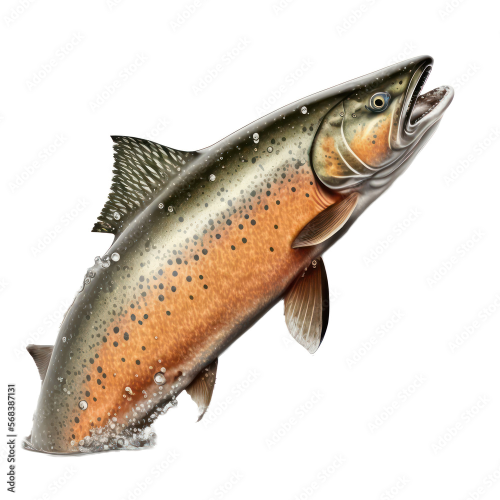 Salmon. 3d render illustration. Salmon fish in realistic style on ...