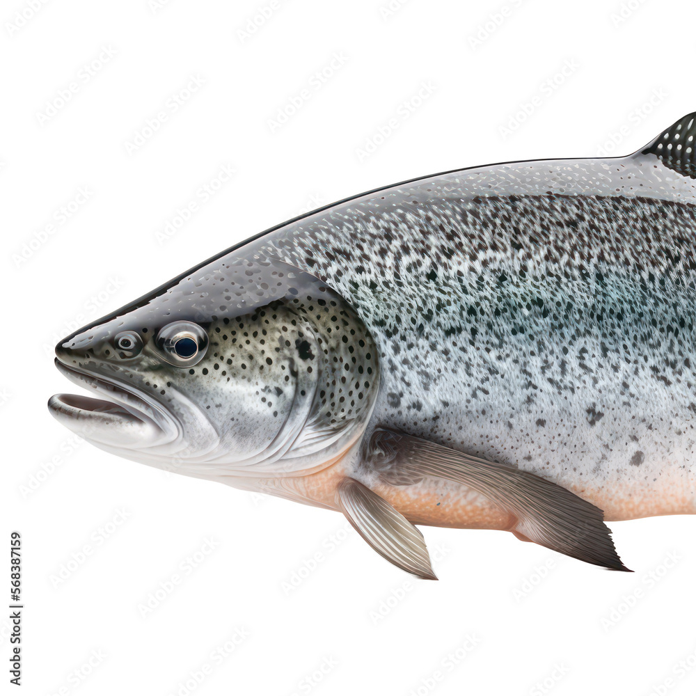 Salmon. 3d render illustration. Salmon fish in realistic style on ...