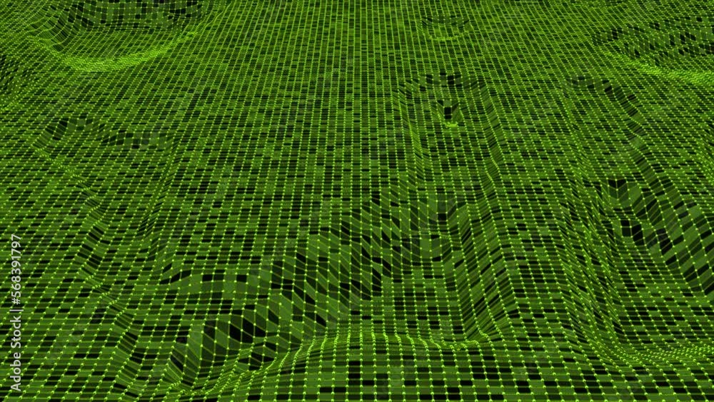 light green color 3d topography wireframe mesh animation background ...