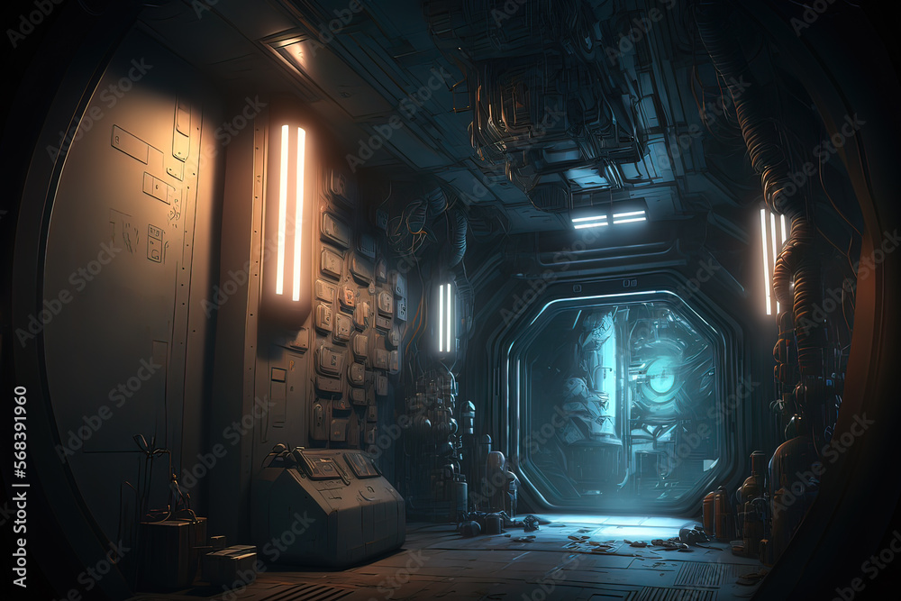 Space station laboratory, Futuristic architecture. Science background ...