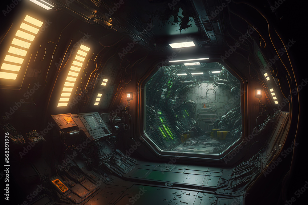 Space station laboratory, Futuristic architecture. Science background ...