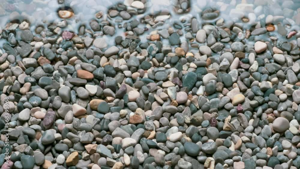 Rising Water. Time Lapse. Transparent water gradually floods the stony ...