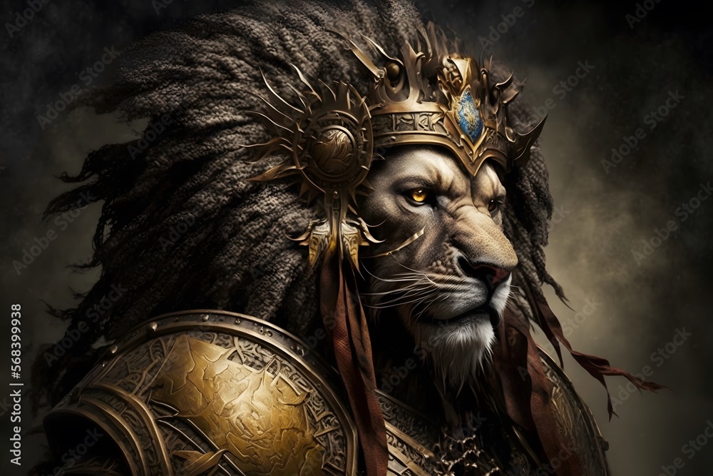 lion warrior created using Generative AI Technology Stock Illustration ...