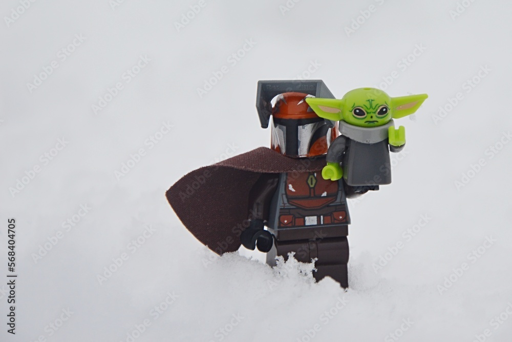LEGO Star Wars figure of Mandalorian in brown armor with cloak walking ...