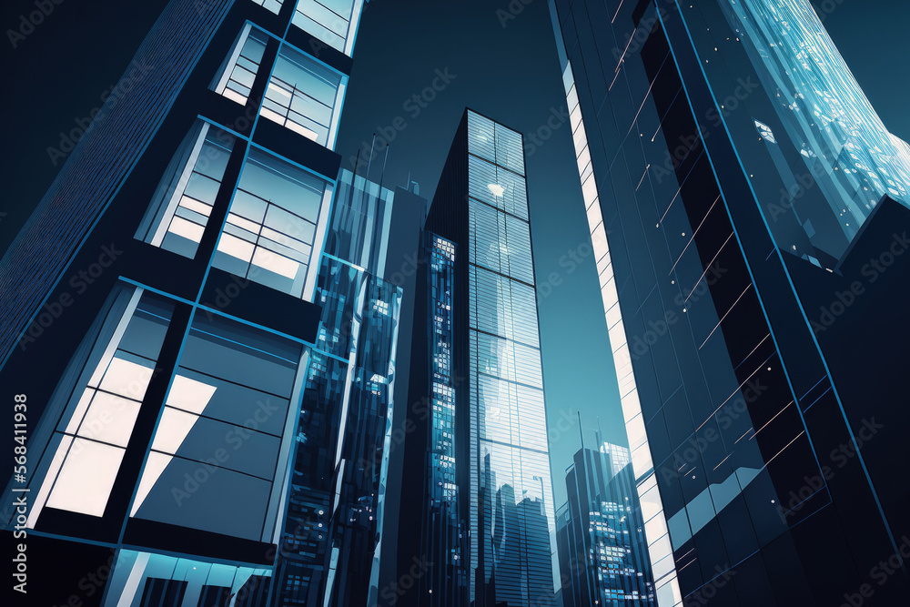 Business concept of successful industrial architecture, panoramic and ...