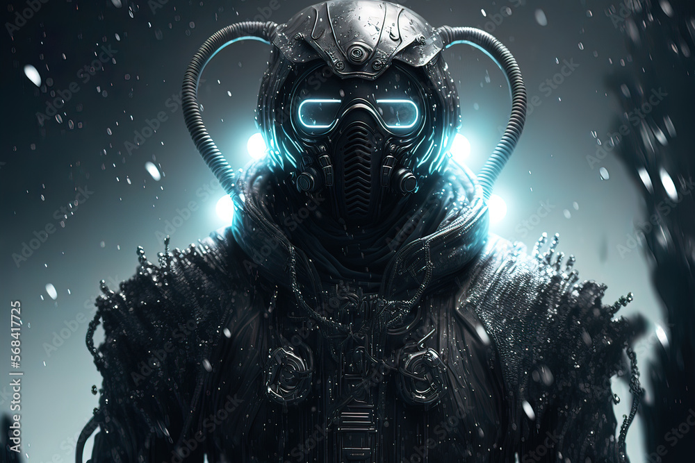 Alien warrior, biomechanical creatures, cyborg, robot. Space portal ...