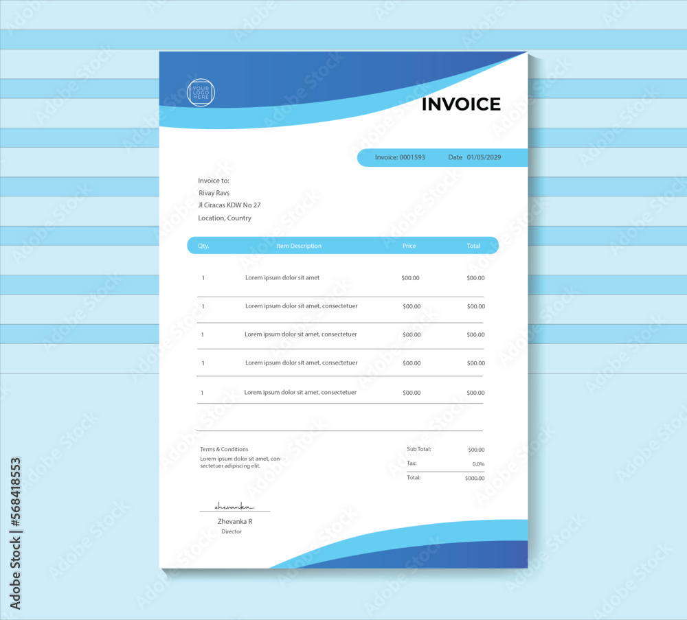 minimal design for an invoice. Accounting bill format for business ...