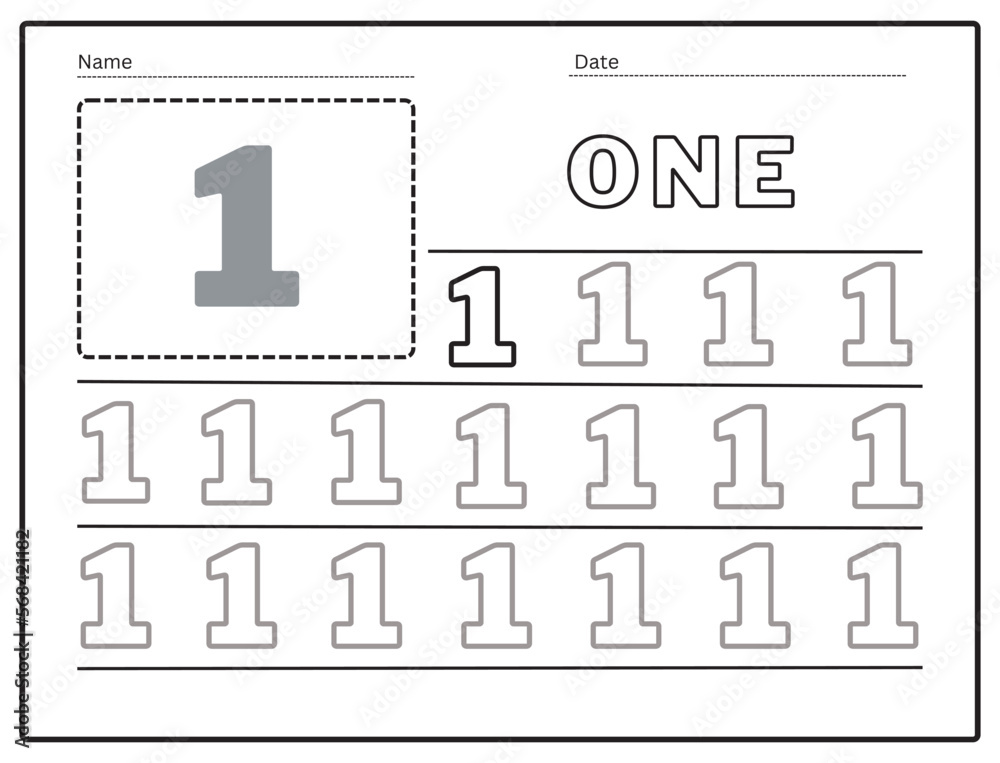 The practice of writing numbers 1 Tracking worksheet learn to count and ...