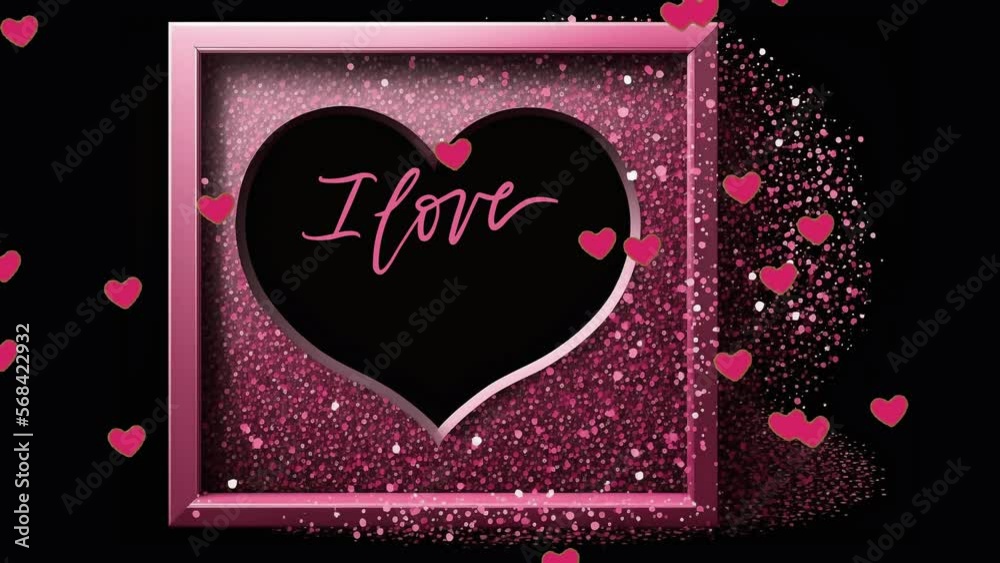 I Love You Heart Frame with Black Motion Graphic for Valentine's Day ...