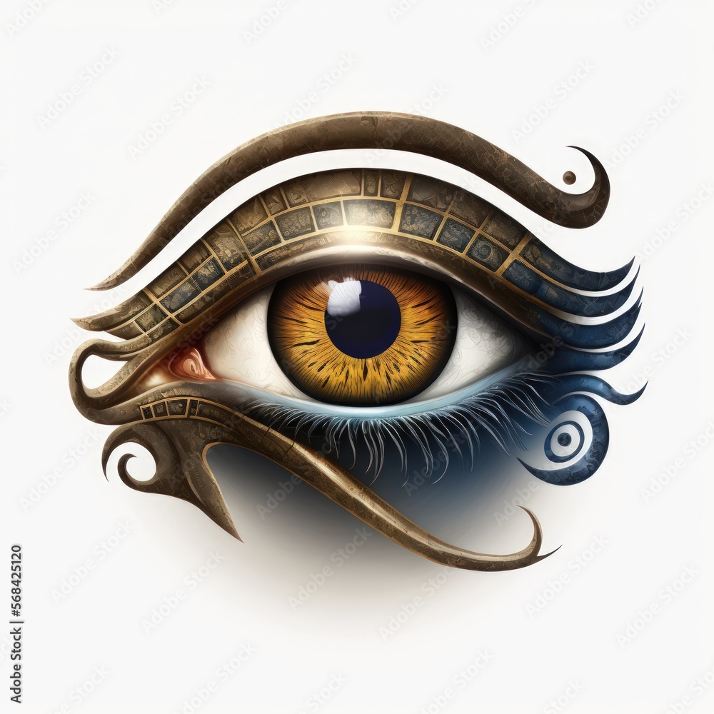 Detailed illustration of Egyptian religious eye of Horus wedjat udjat ...