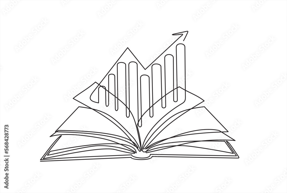 Continuous one single line drawing of Business Infographic With Open ...