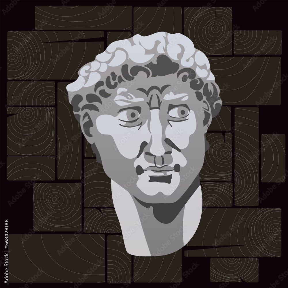 Illustration of David s head on a dark background. Bust of an ancient ...