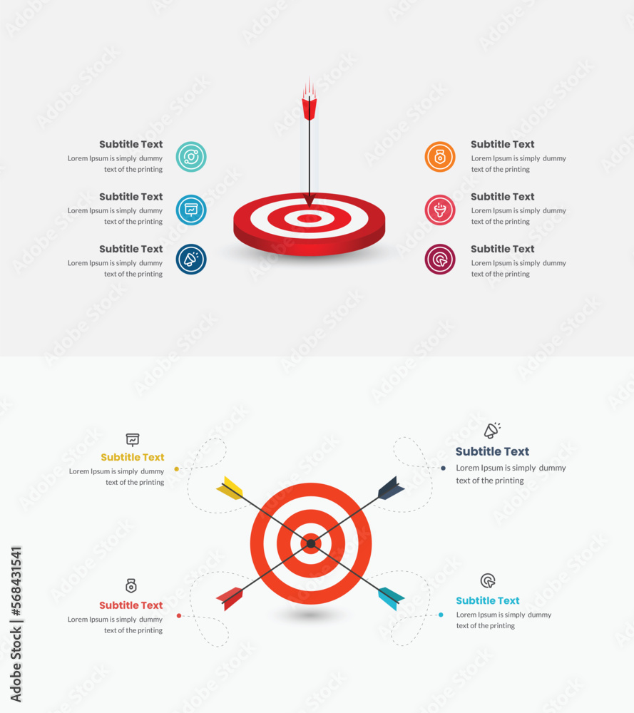 Goal Infographic template with target and dart. Vector illustration ...